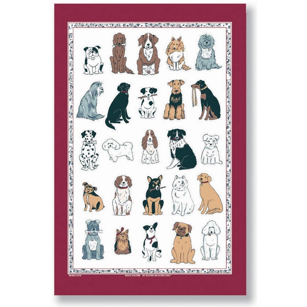 Paño de cocina Cotton Tea Towel - Dogs Gallore(100% algodón, rojo ...